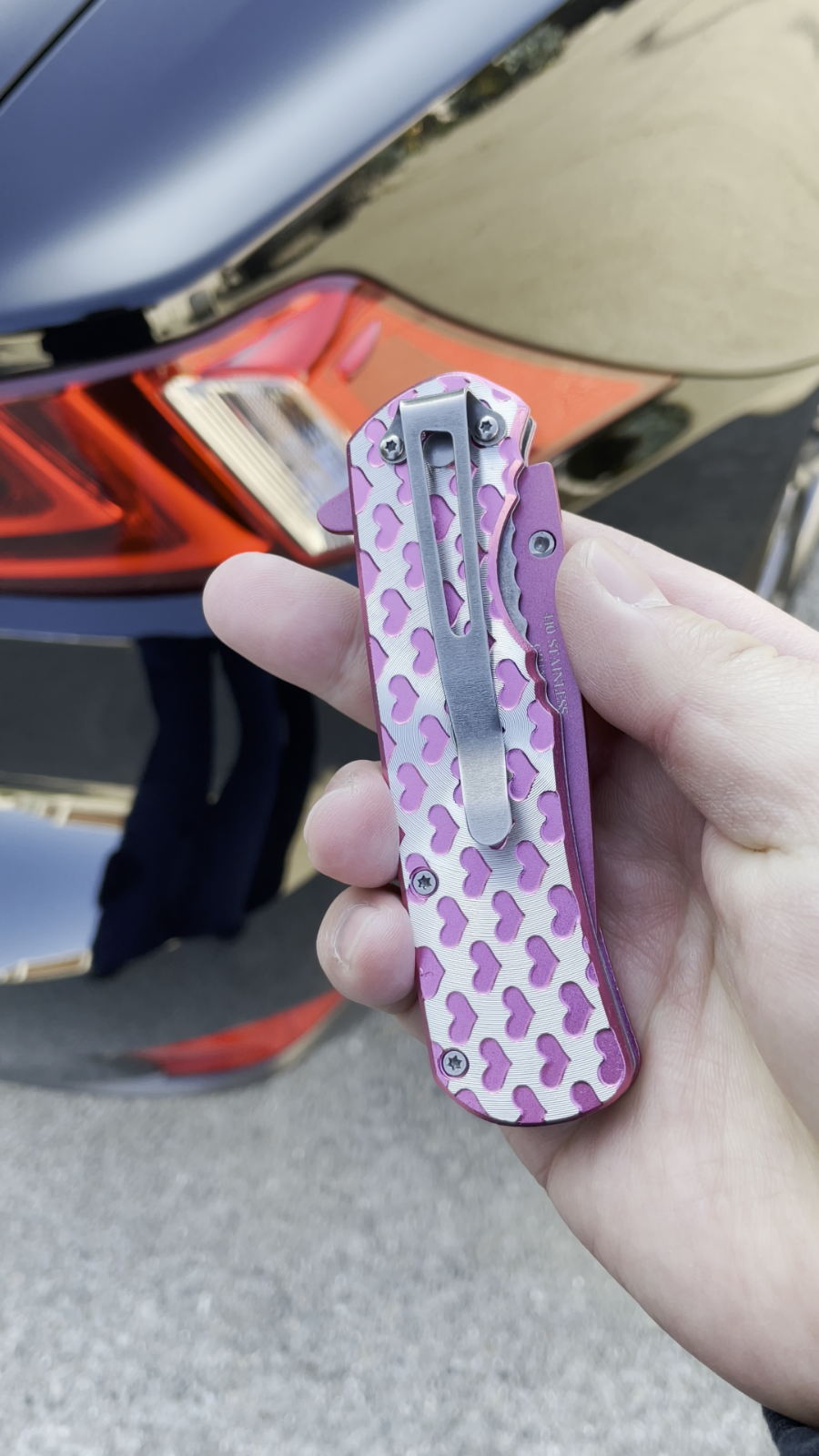8" Ladies Pink HEARTS TACTICAL Combat Spring Assisted Open Pocket Knife ...
