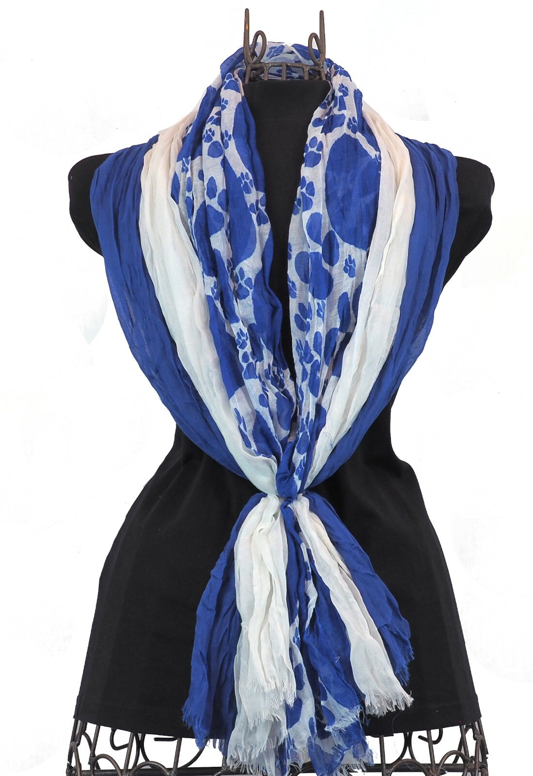 Duke Blue Devils Scarf Light Fabric Womens apparel blue white Paw Print ...