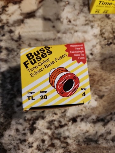 Box of 4 Bussmann TL20 Screw In Fuses 20 Amp 125V TL-20 Time Delay ...
