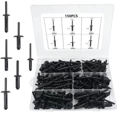 150Pcs Plastic Rivet Clip, Universal Nylon Pop Rivet Assortment, 6 Most ...