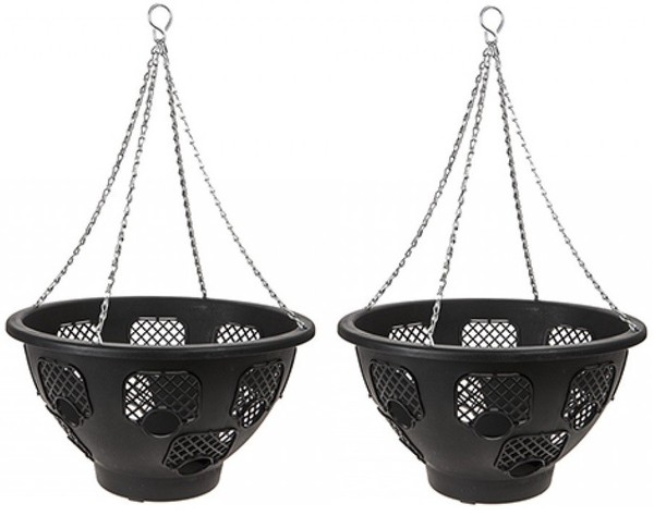 2 X 12" Black Plastic Lattice Gate Easy Bloom Garden Hanging Baskets ...