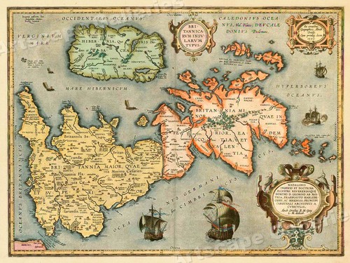 1601 Map of the Island of Brittanica Vintage Style Early England Map ...