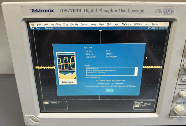 Tektronix TDS7704B Digital Phosphor Oscilloscope Option Key for sale ...
