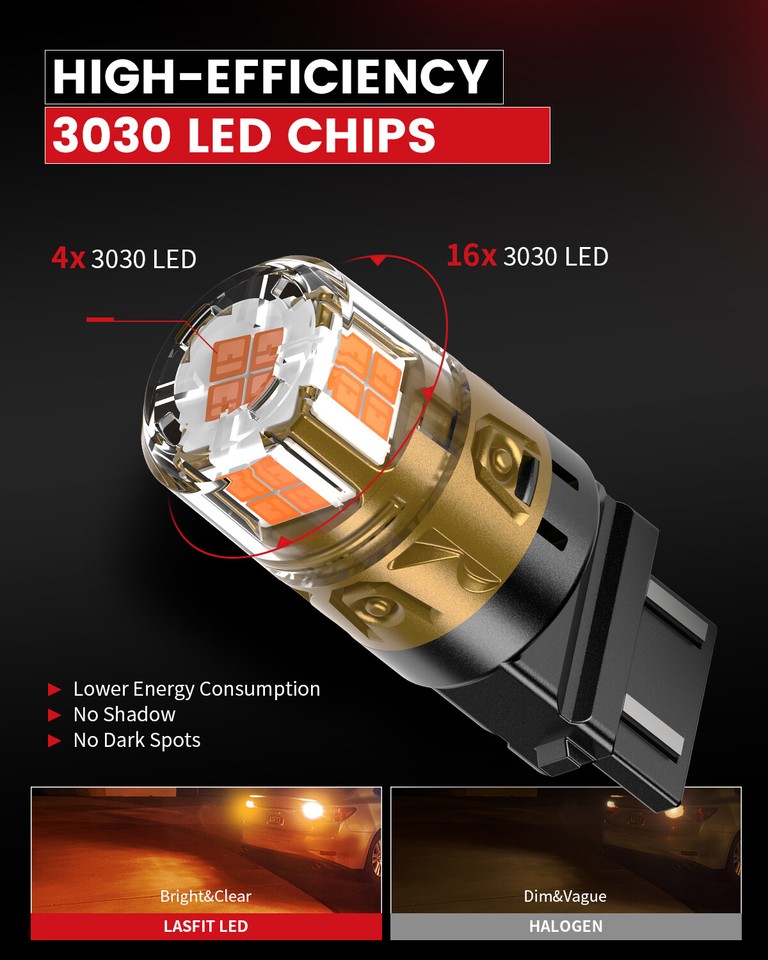 3157 3457 LED Reverse Brake Tail Turn Signal Light Bulbs RED White ...