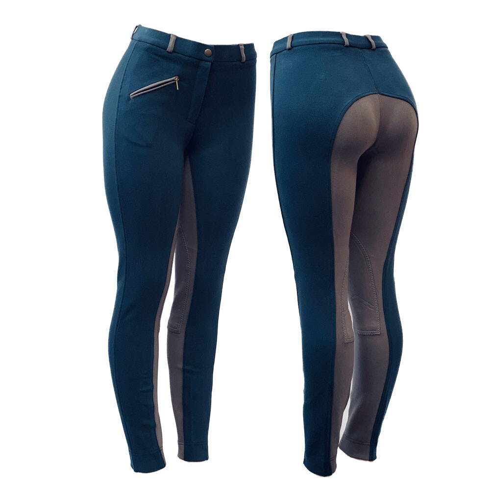 LADIES WOMENS TWO TONE AND SELF SEAT HORSE RIDING JODHPURS JODPHURS ...