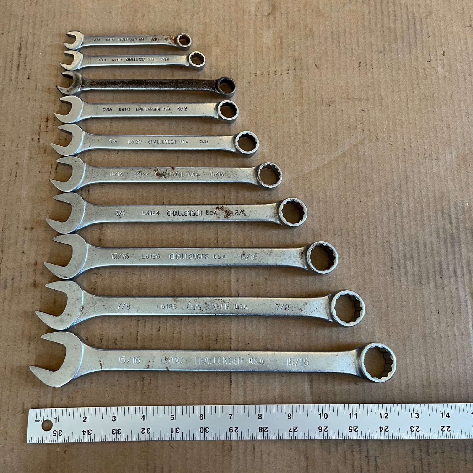 PROTO CHALLENGER COMBINATION WRENCH SET of 10, L6112-L6130 3/8”-15/16 ...
