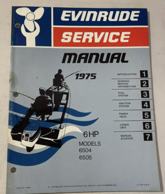 1975 Evinrude 6 HP Service Shop Repair Manual 6HP 6504 6505 5089 | eBay