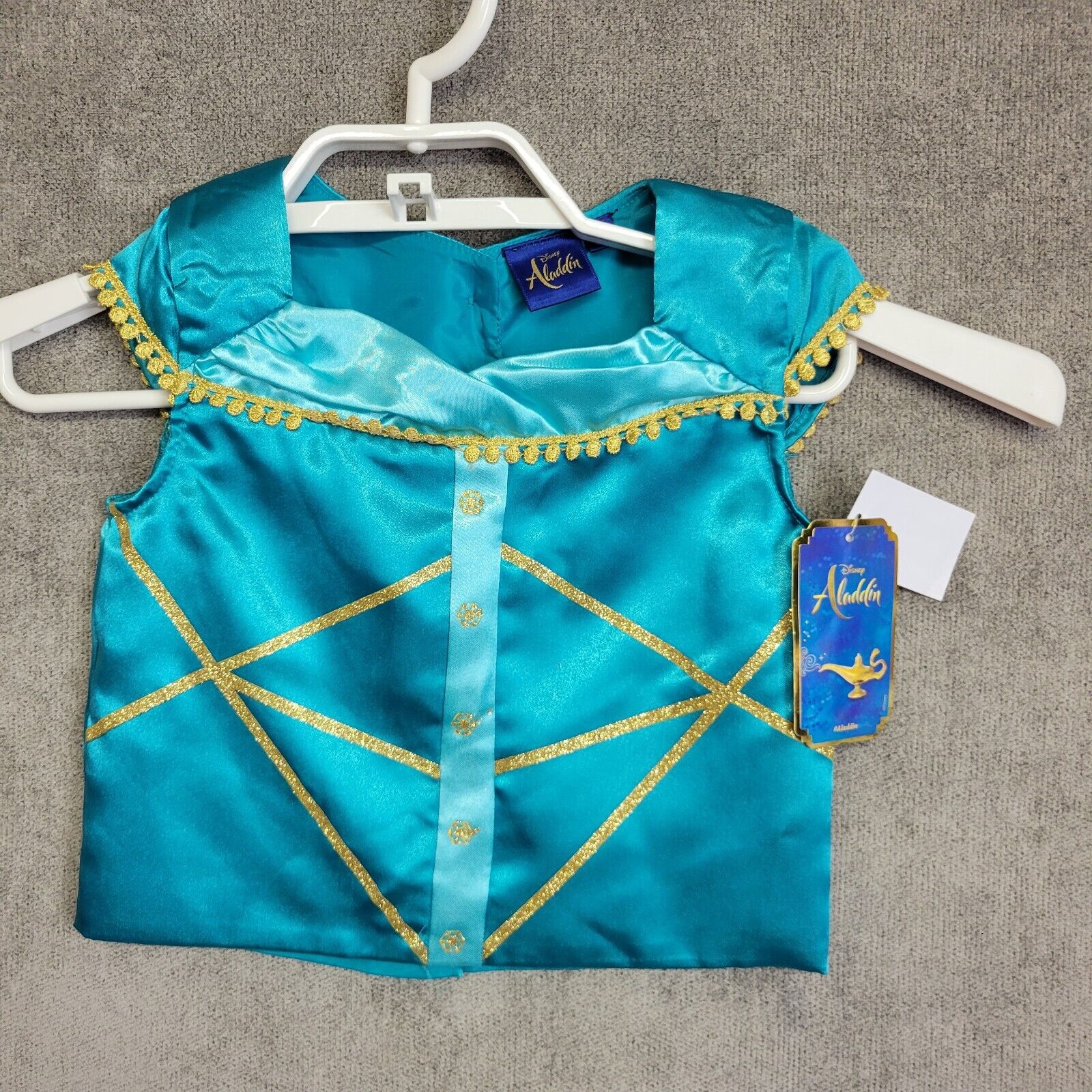 Disney Aladdin Jasmine Top Girls Toddler 4T Green Gold Button Back New ...