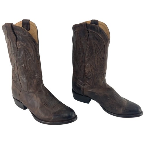 JRC & Sons Dark Brown Leather Western Cowboy Boots Men's Size 9.5 EE ...