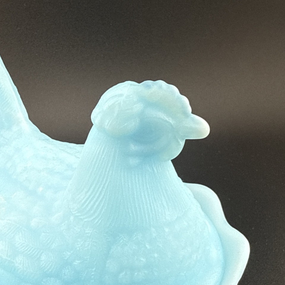 Vintage 1970s Fenton Art Glass Blue Satin Glass Hen Dish- Rare 5" Hen ...