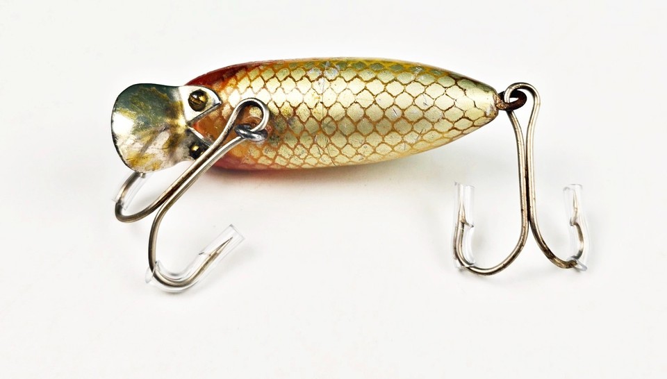 Nice Hex Bunty Plug Lure Red Face Silver Scales ON c 1940s | eBay