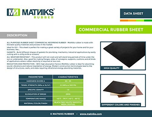 MATNIKS Solid Neoprene Rubber Sheets Black 6x6-Inch by 1/16 (Pack of 3 ...