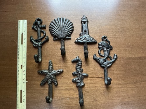 Nautical Wall Hooks Set Of 6. Cast Iron Fun And Functional | eBay