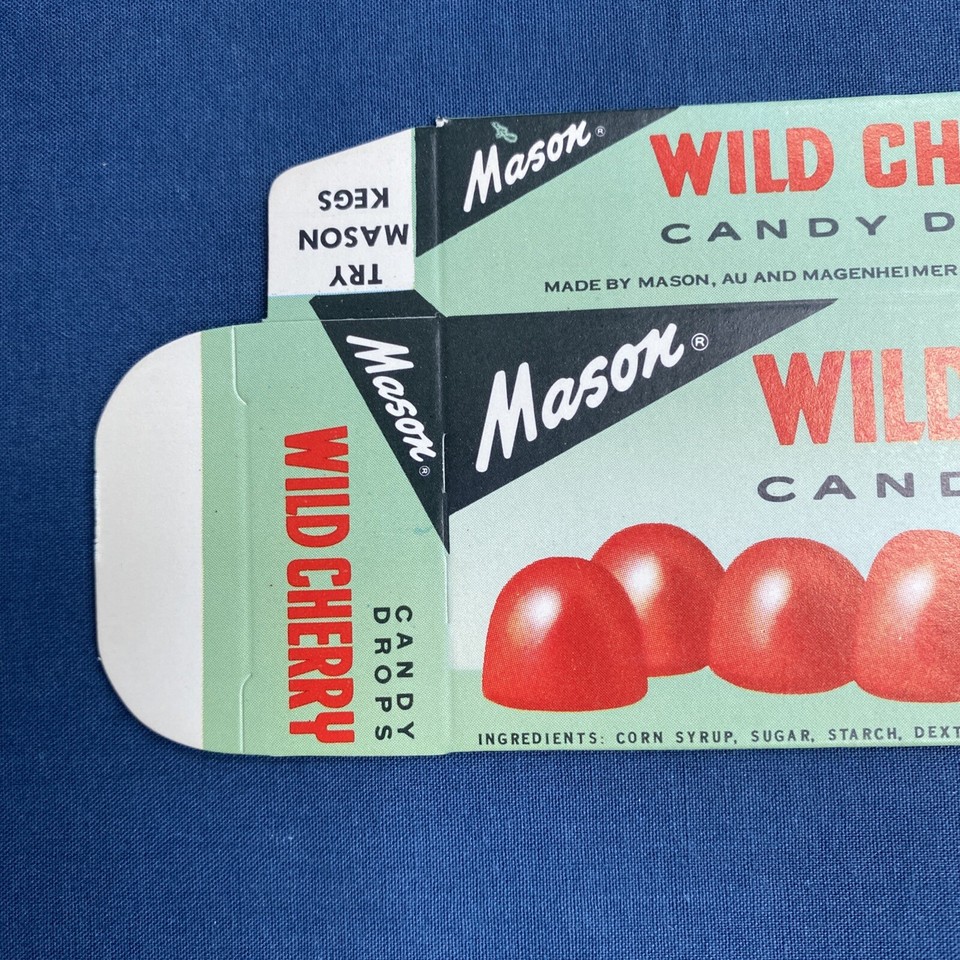 Vintage MASON WILD CHERRY DROPS Advertising Candy Box Mineola NY New ...