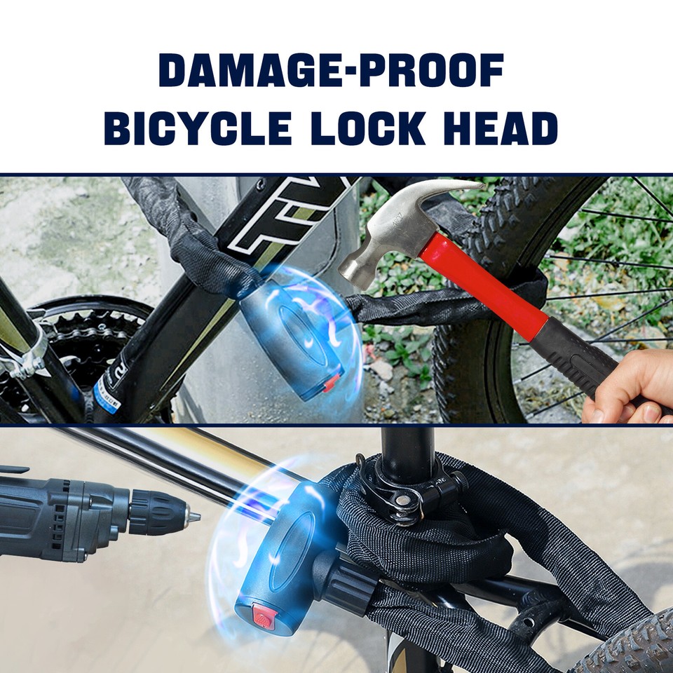 Heavy Duty Motorcycle Bike Bicycle Chain Lock Anti-theft Padlock ...