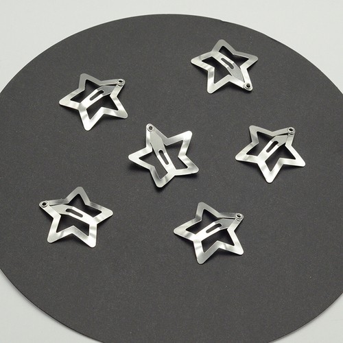 20pcs Snap Hair Clips for Hair Clip Pins BB Hairpin Silver Star Metal ...