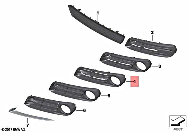 Genuine BMW F10N F11N Front Bumper Open Fog Light Grille Left OEM ...