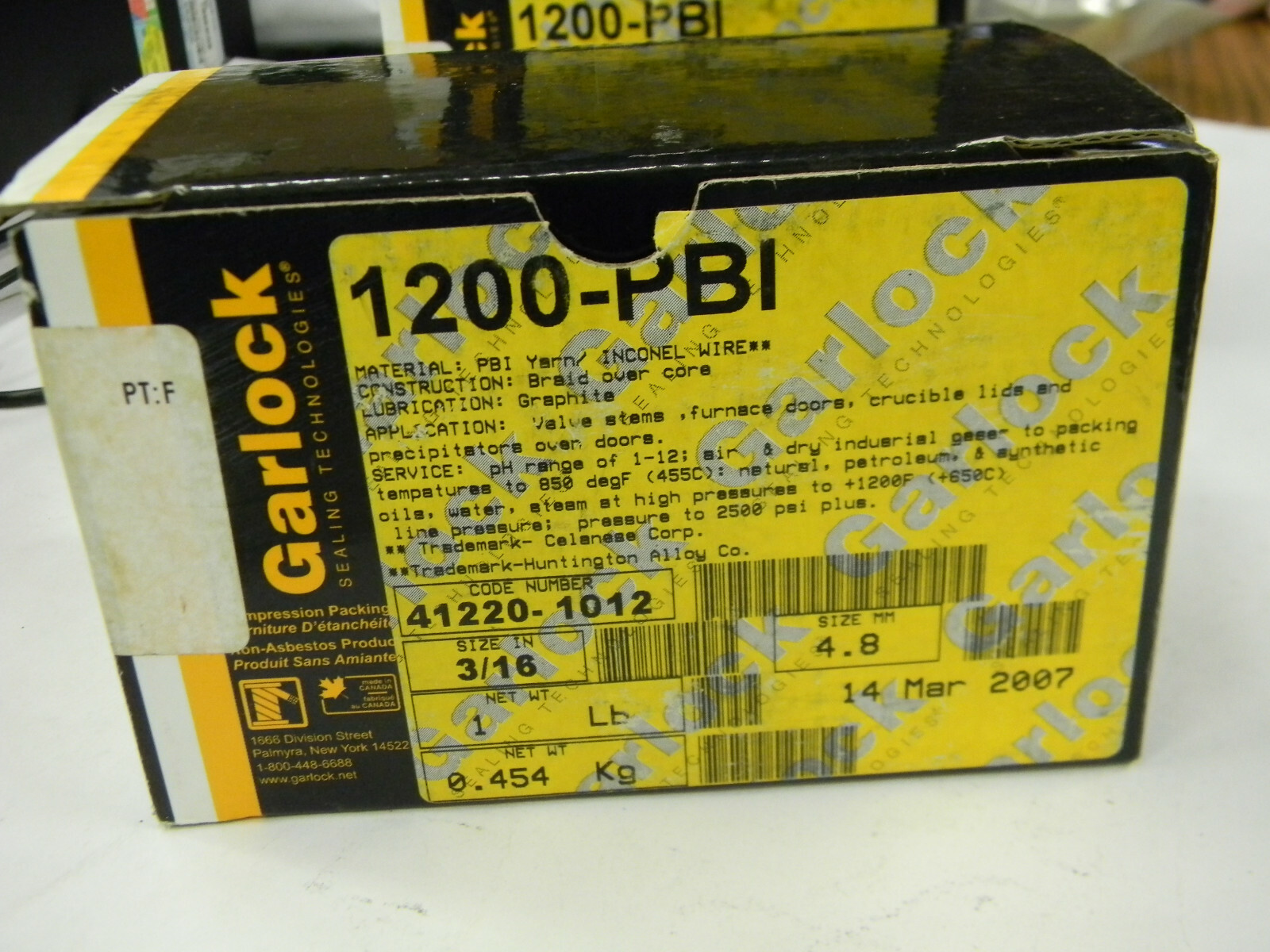 New Garlock 1200-PBI Compression Packing | Grelly USA