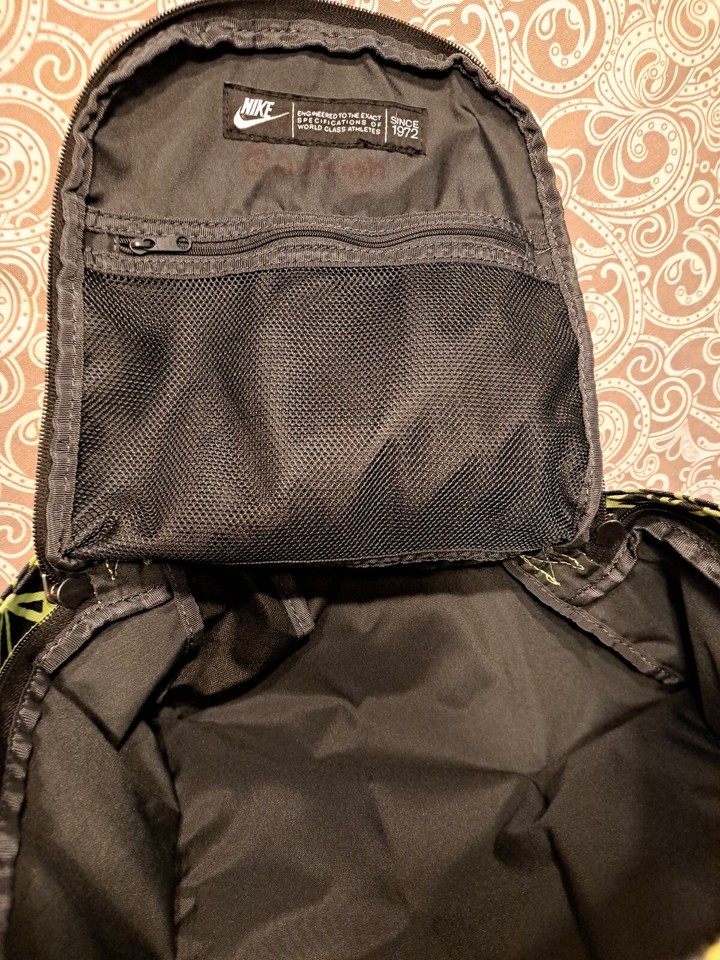 Nike Backpack RN# 56323 CA# 05553 Black Neon Yellow Pockets PRE-OWNED ...