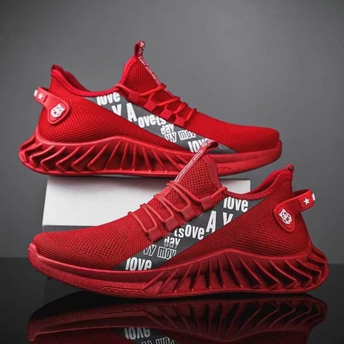 Bright Red Wavy Sole Comfortable Breathable Running Tennis Shoes for ...