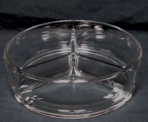 1 Imperial CANDLEWICK clear glass 3 part candy box w/lid 7" wide-no ...