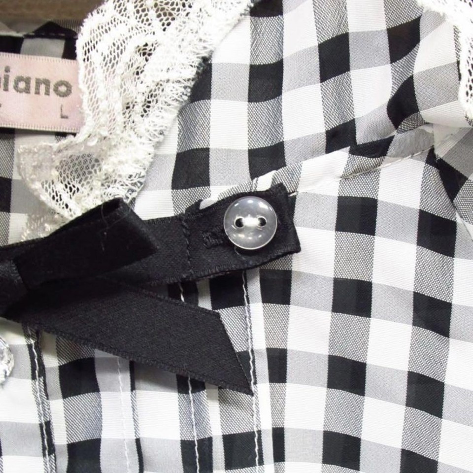 Mezzo Piano Junior Girl Blouse Gingham Check Long Sleeve White Black ...