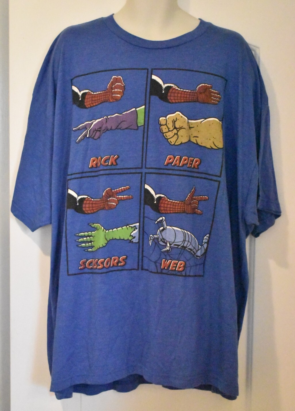 Marvel Spider Man Rock Paper Scissors Web Blue T Shir… - Gem