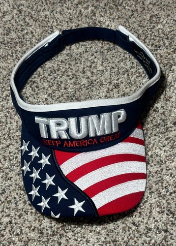 Trump Visor With Flag on Brim One Size Unisex | eBay