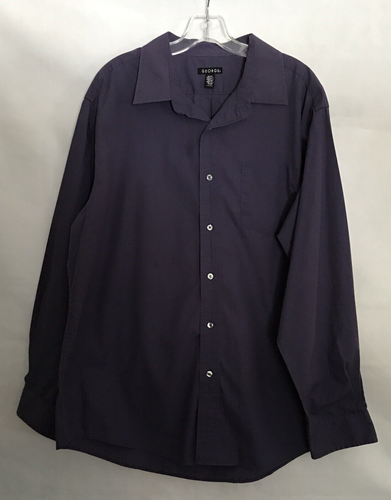 George Martin Button Up XL17 Mens Purple Long Sleeve Cotton Blend Shirt ...