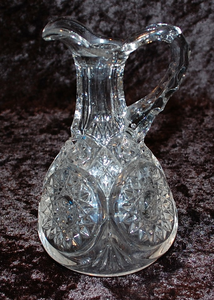 Cut Glass Oil Pitcher or Vinegar Pitcher Very Ornate Pretty Vintage ...