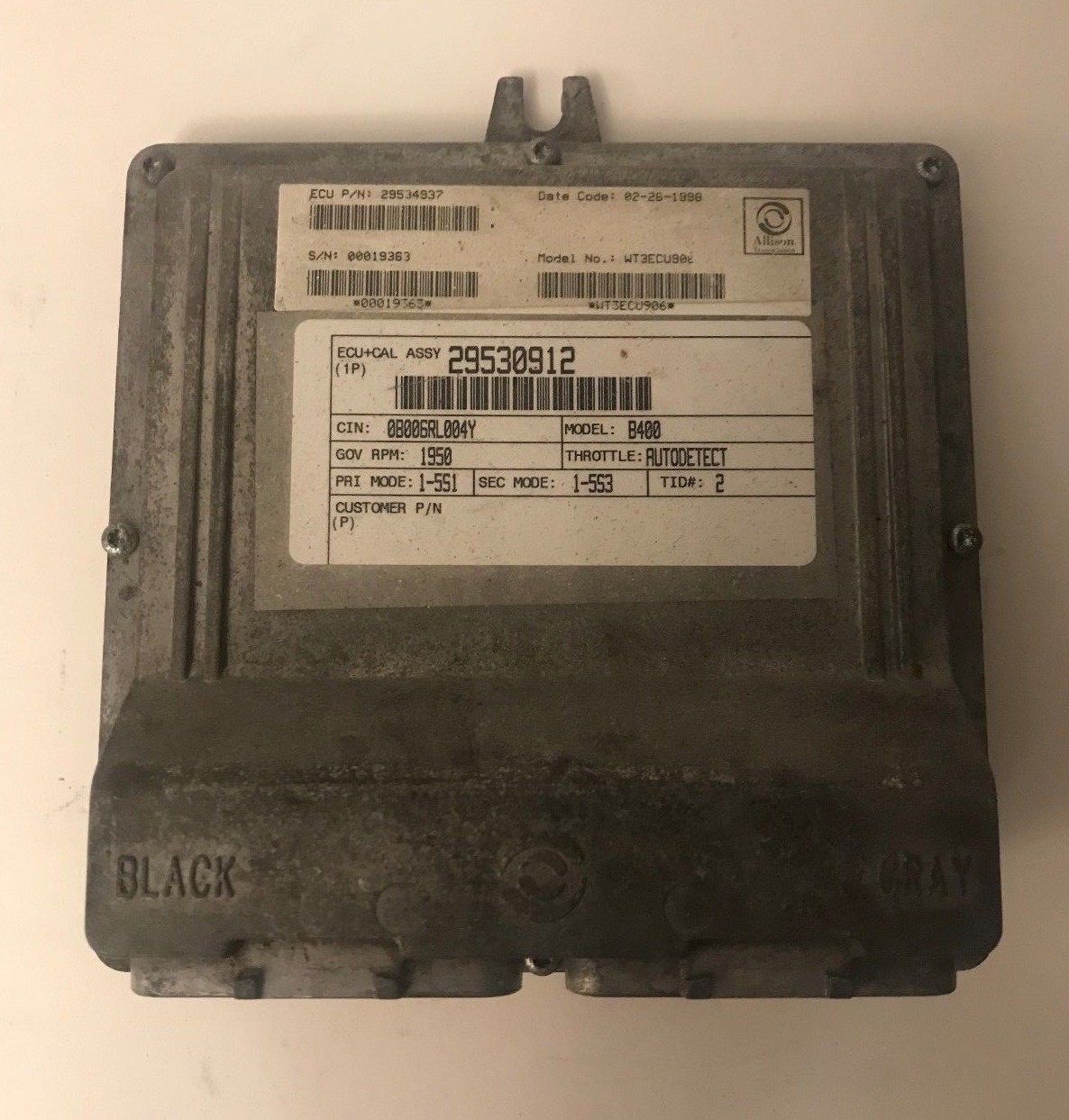ALLISON RV/BUS TRANSMISSION ECU+CAL ASSY 29530912 | eBay