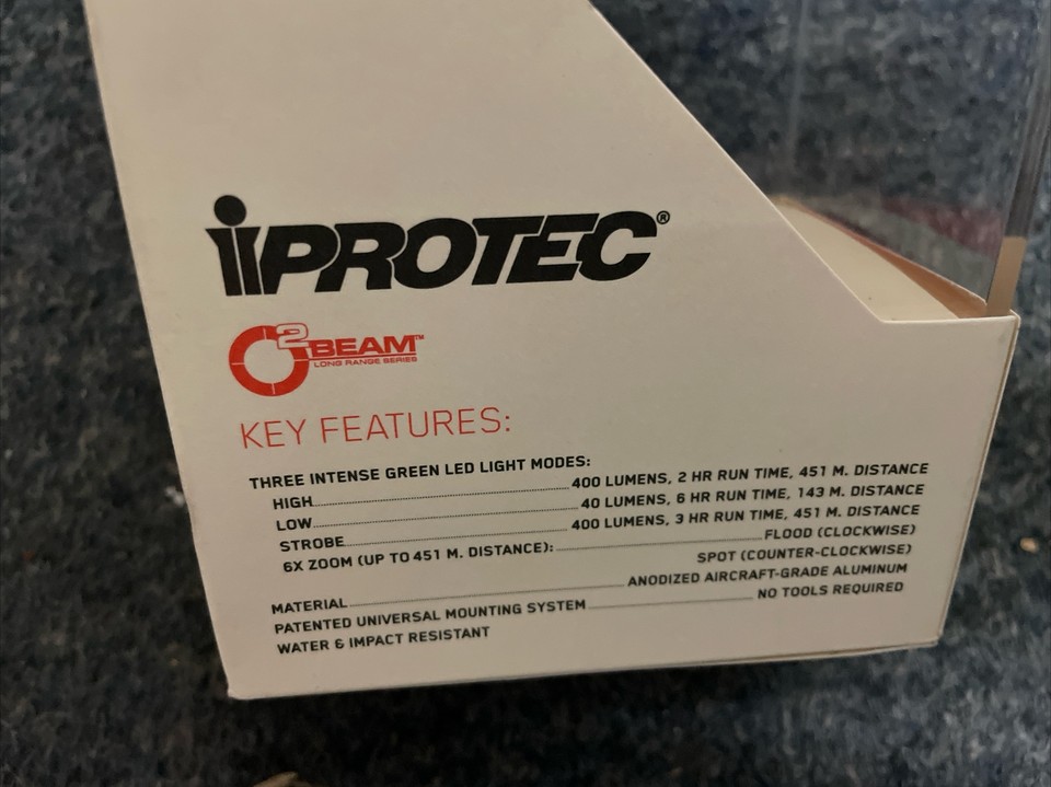 IPROTEC O2 Beam 400 Lumen LED Rechargeable Long Range Gun Light, Black ...