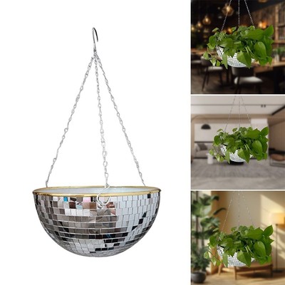 Plastic Flowerpot Hemisphere Glass Mirror Hanging Pot Vase Container ...