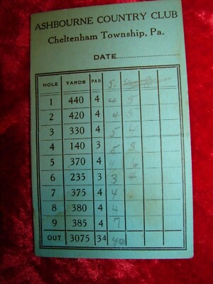 Vintage Ashbourne Country Club Cheltenham Township, Pa Golf Score Card ...