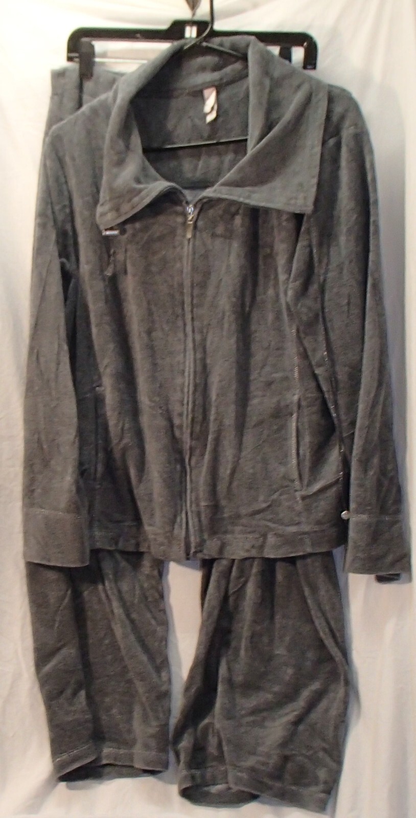 White Stag Gray Velour Track Warmup Exercise Suit Jac… - Gem