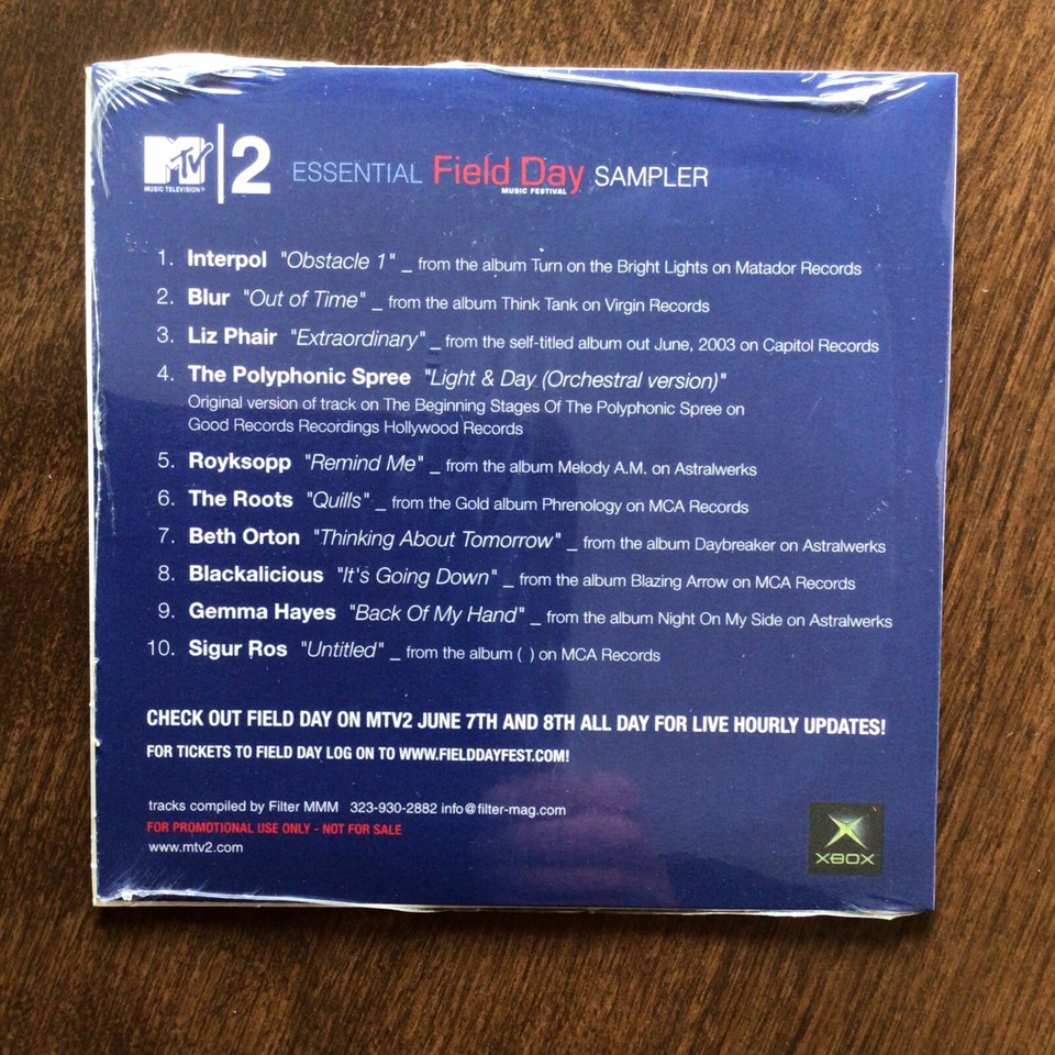 MTV2 Essential Field Day Music Festival Sampler (2003) US Promo CD ...