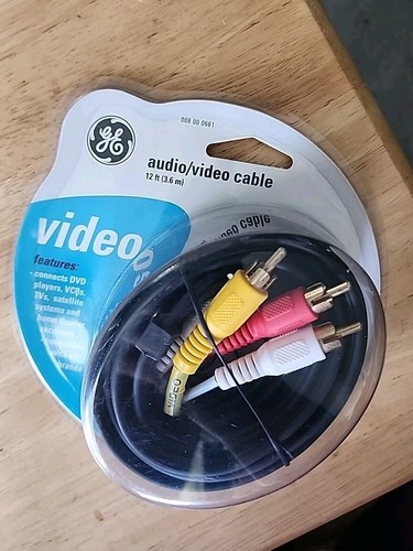 GE Audio Video 12 Foot Cable W/ Three RCA Plugs On Each End, Coaxial ...