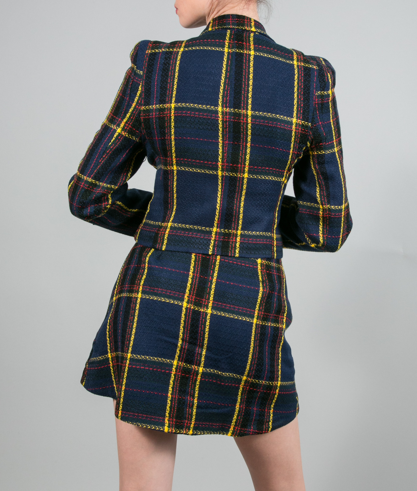 Naven Cropped Vamp Jacket in Navy Plaid | eBay