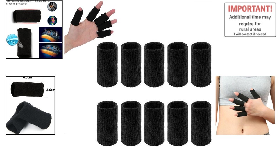 10 PCS Sport Finger Protector Sleeves - Lightweight & Breathable Black ...