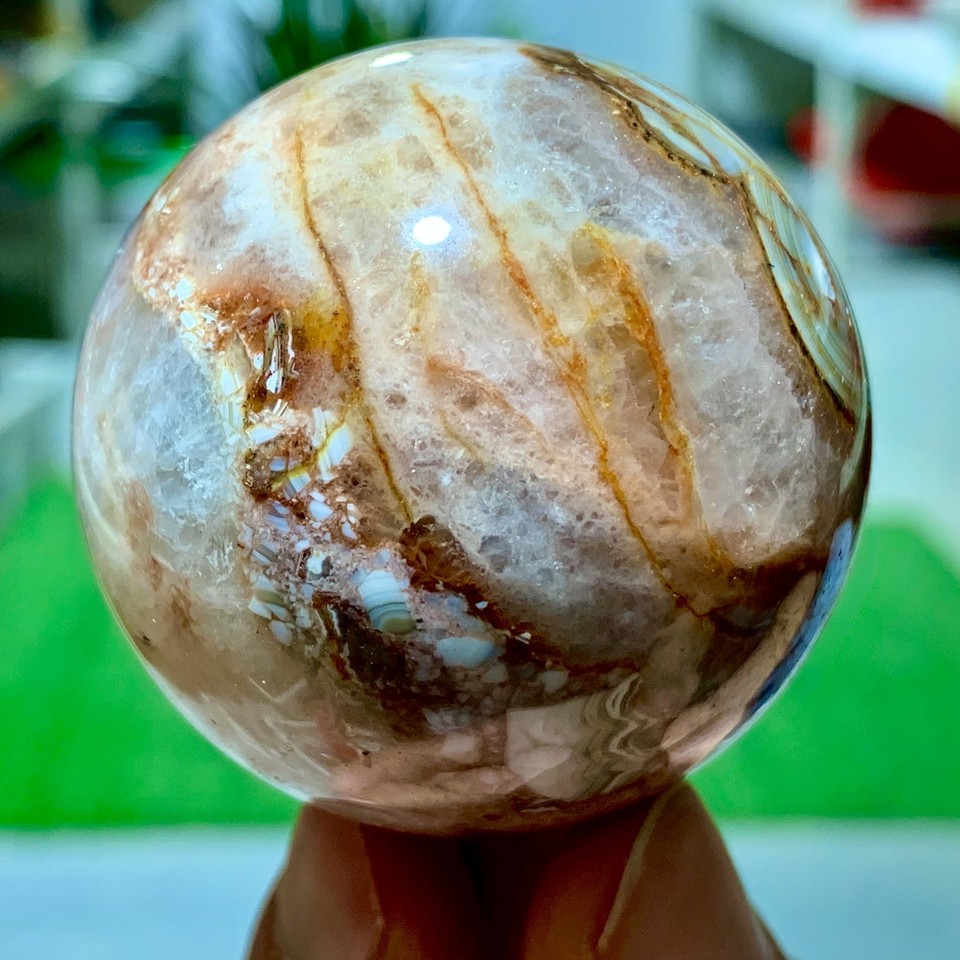 167G Natural Amethyst Agate symbiosis Quartz Crystal energy sphere ball ...