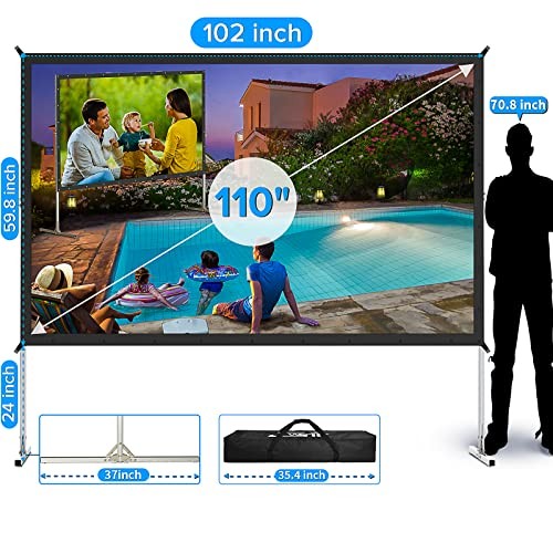 Projector Screen and Stand Outdoor Movie Screen 110 inch Front ...