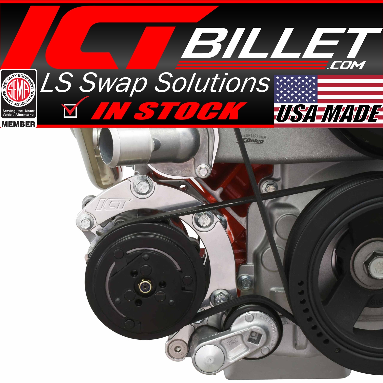 LS Low Mount A/C Air Conditioner Compressor Bracket for Sanden 7176 LS1 ...