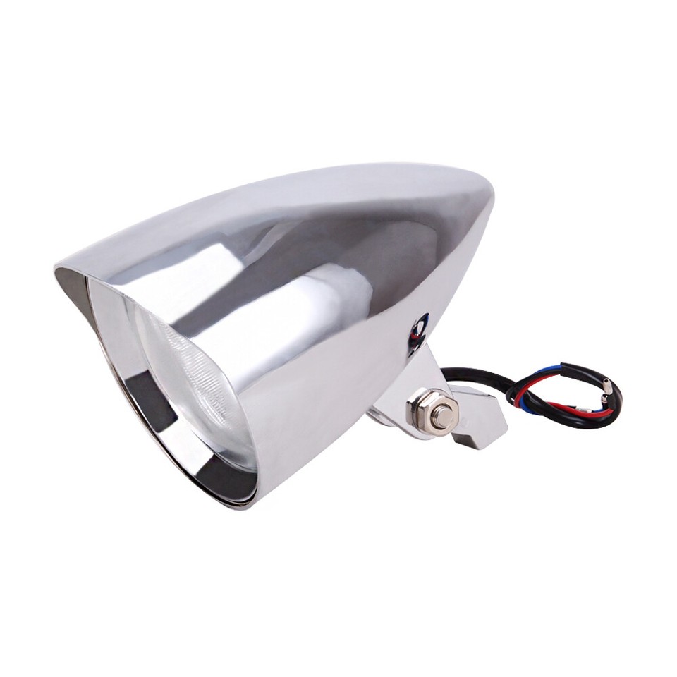 Chrome Bullet Headlight Lamp Motorcycle Visor For Harley Bobber Chopper ...