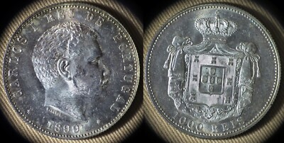 Portugal : 1899 1000 Reis BU Minor Hair Lines Beautiful # 540 IR5643 | eBay