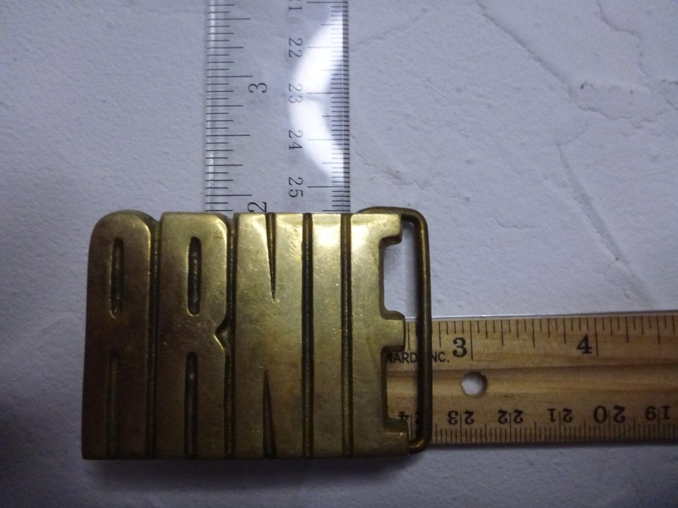 ARNIE Name Belt Buckle Cutout Letters Western Solid Brass Vintage 1978 ...