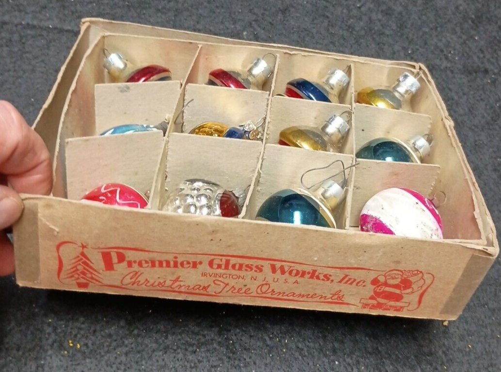 Vintage Premier Glass Works USA Christmas Ornaments Boxed Lot of 12 | eBay