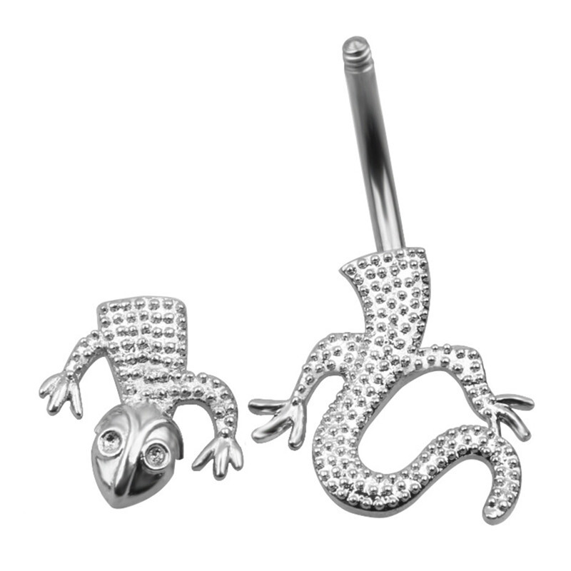 Stainless Steel Lizard Navel Belly Button Ring Bar Women Body Piercing ...