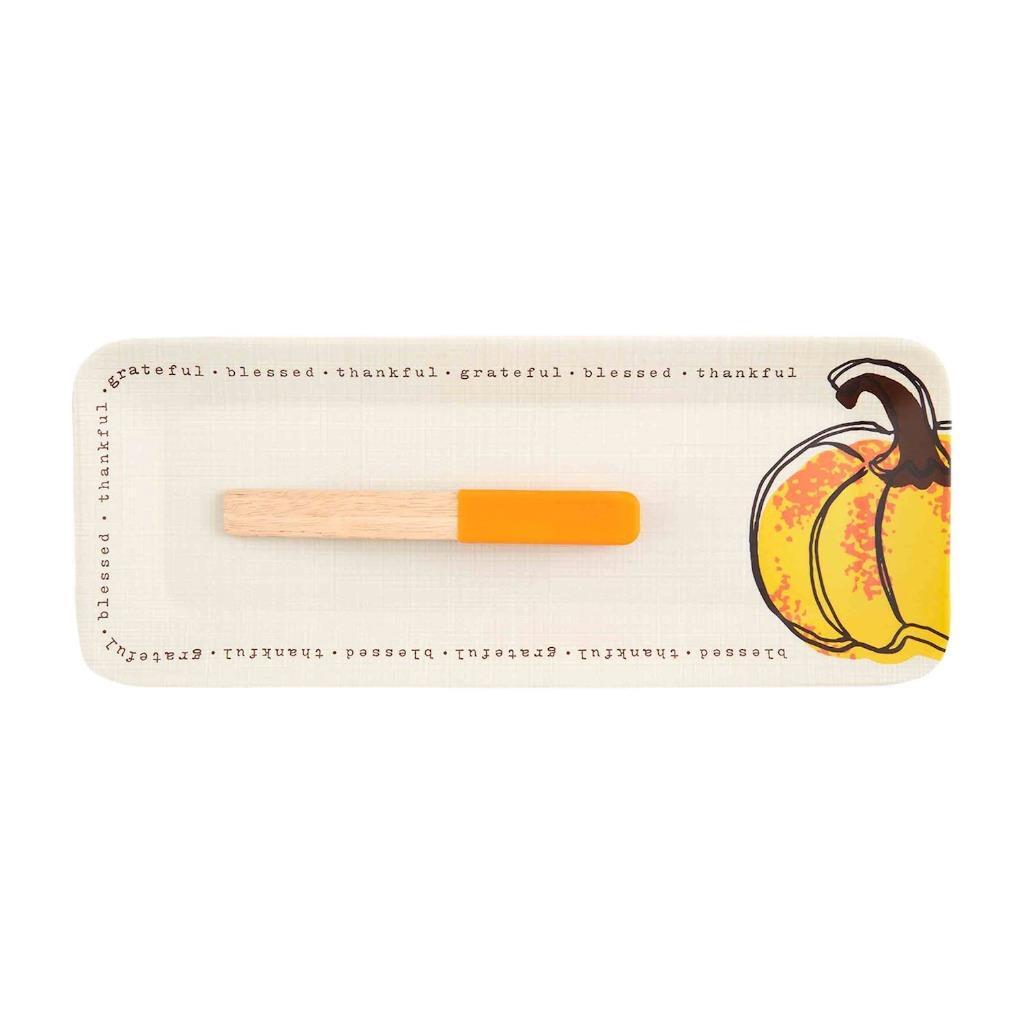 Mud Pie Home Pumpkin Autumn Melamine Hostess Serving Tray and Tong Set ...