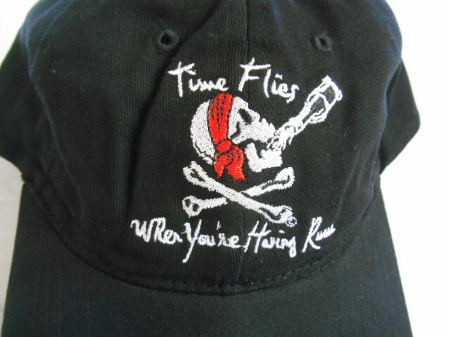 TIME FLIES WHEN YOURE HAVING RUM Embroidered Black 100% Cotton Adult ...