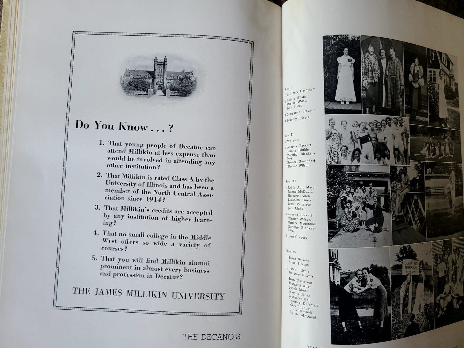 Decatur High School Illinois Yearbook 1936 DECANOIS | eBay